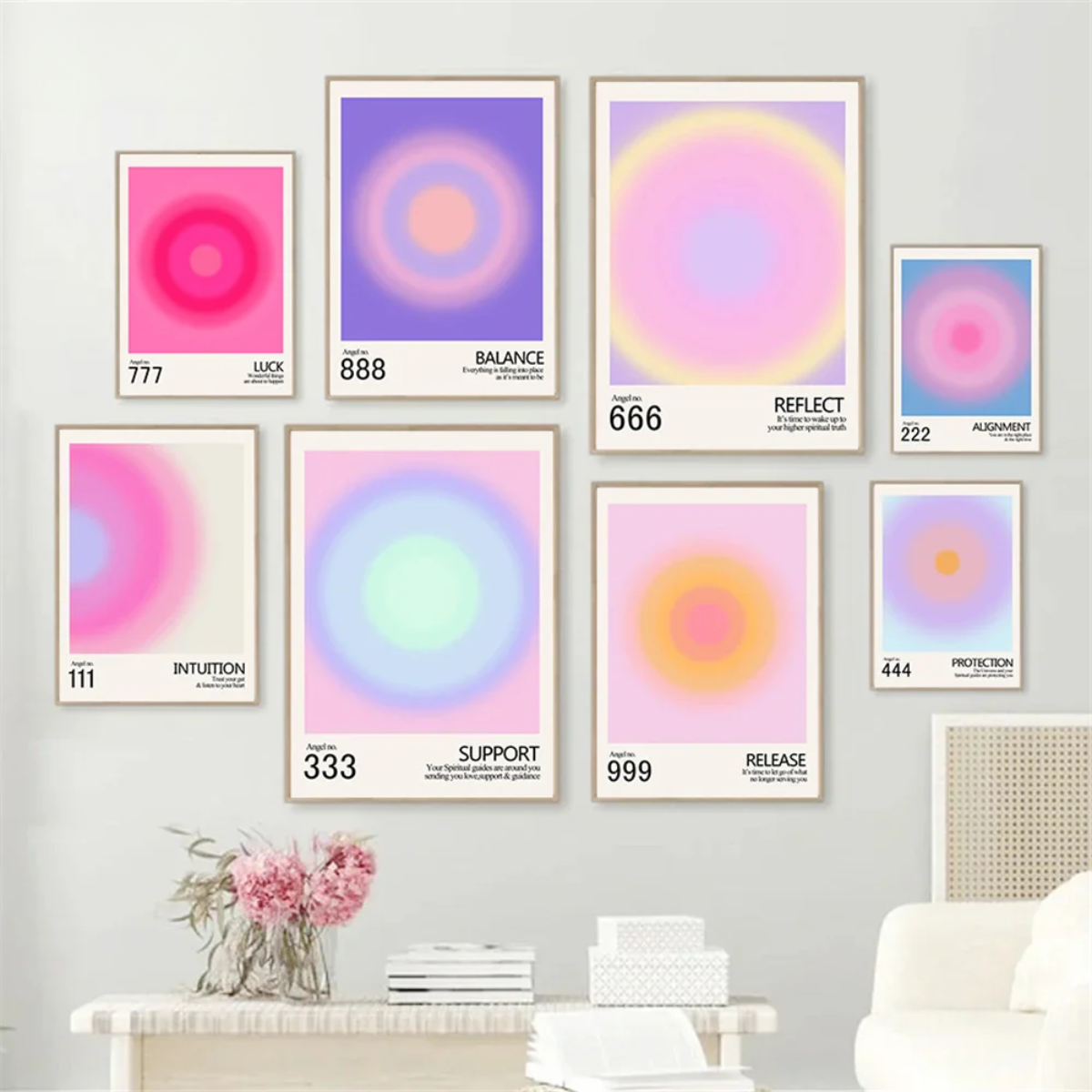 Angel Numbers Gradient Canvas | 666 777 888 Aura Wall Art – Home Enterprise